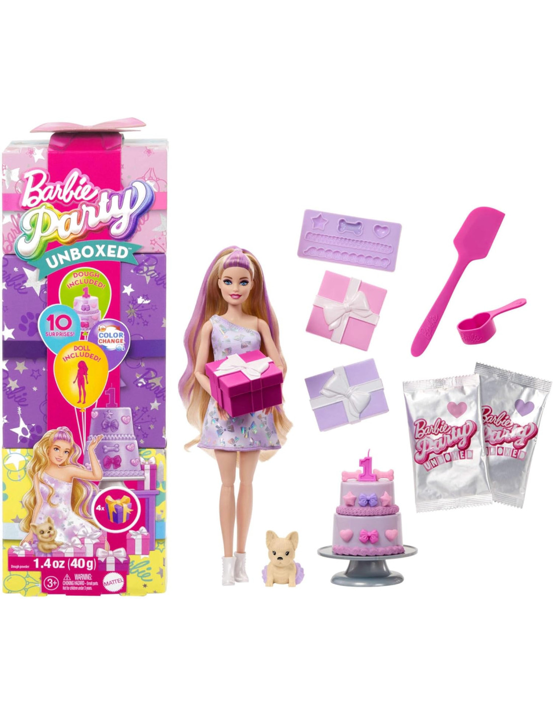 Barbie Party Unboxed Serie Cumpleanos de Mascotas Lazos de cumpleanos
